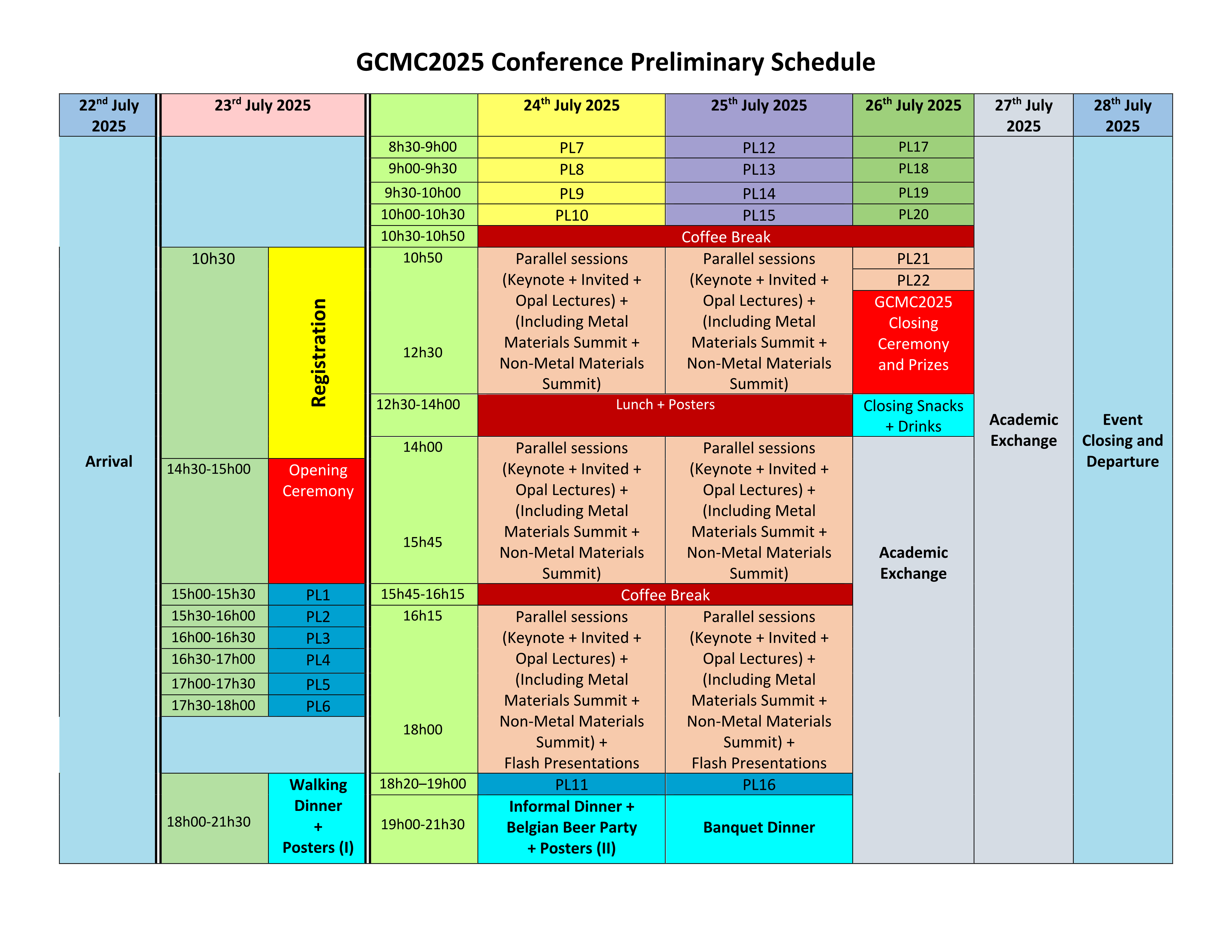 Conference Preliminary Schedule — GCMC2025